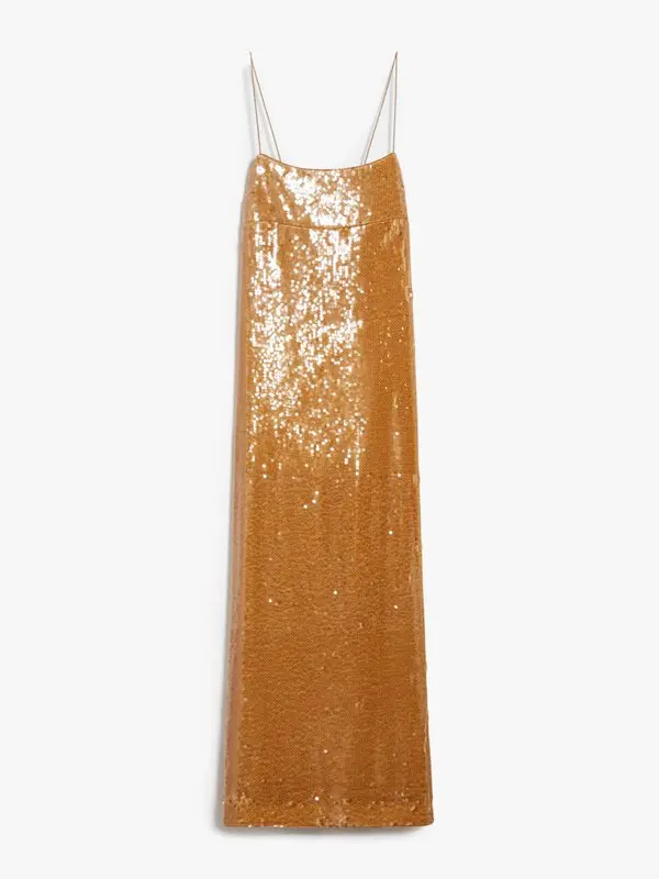 Max Mara Sequinned Sheath Dress - Hazelnut Brown | Editorialist